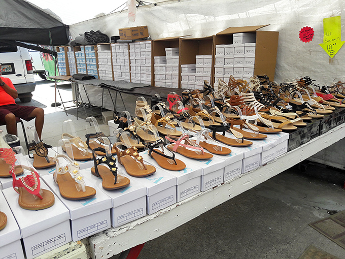 Sandal selection that would make even Imelda Marcos pause in admiration. Every Florida foot finds its perfect match in this flip-flop fantasyland.