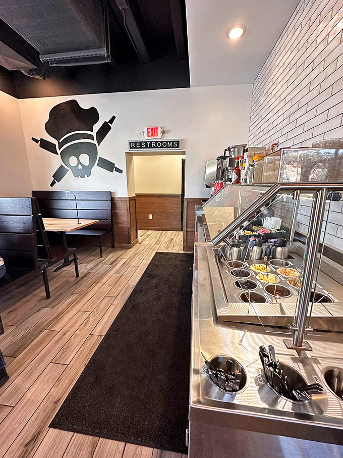 Self-service condiment station lets you customize your meal exactly how your taste buds demand it.