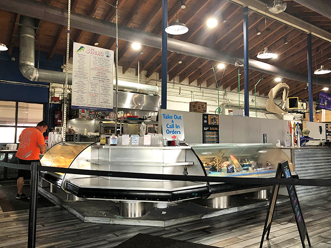 Where the magic happens&mdash;fresh seafood displayed like jewels. The "Take Out" sign might be the most dangerous words in Atlantic Beach.
