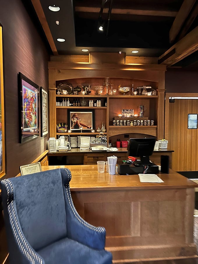 The host station welcomes you with warm wood tones and promises of the Cajun treasures that await beyond.