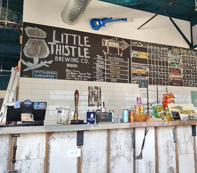 Little Thistle Brewing Co. appears to be a separate establishment – a craft brewery with a casual vibe that contrasts with Lehman's traditional setting.