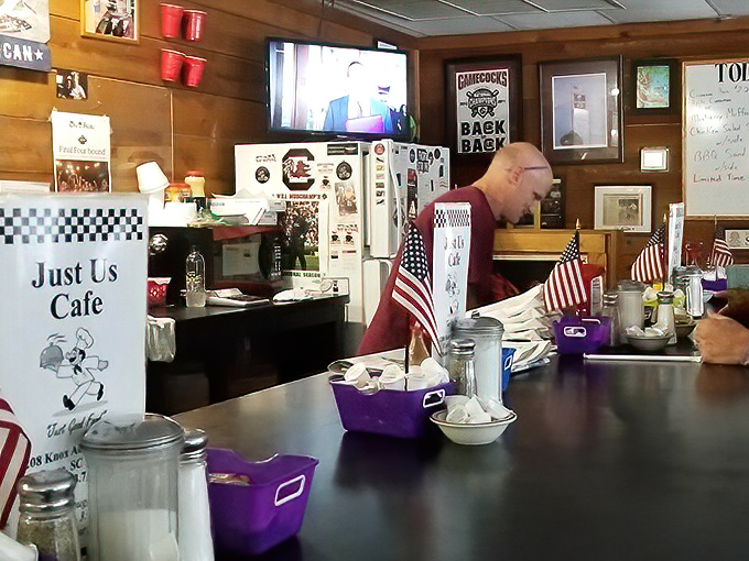 Where breakfast dreams come true—the service counter stands ready for another day of turning orders into memories.
