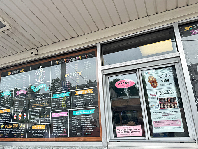 Modern art? No, just the beautiful chaos of a well-loved ice cream menu that's witnessed thousands of "I'll have the usual" moments.