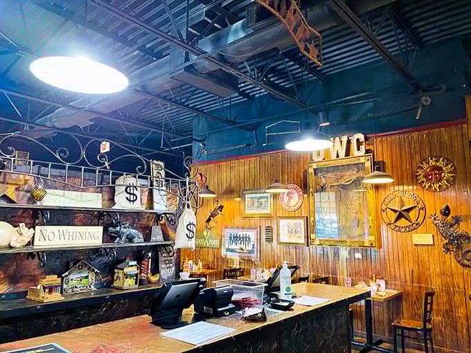 Behind the counter, where Western memorabilia meets modern efficiency, the real magic of Old West Cafe comes to life.