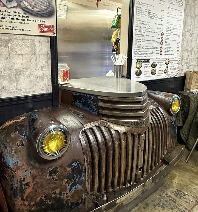 The vintage Chevy front end serving as the order counter&mdash;proof that Tennesseans know how to upcycle with style and a wink.