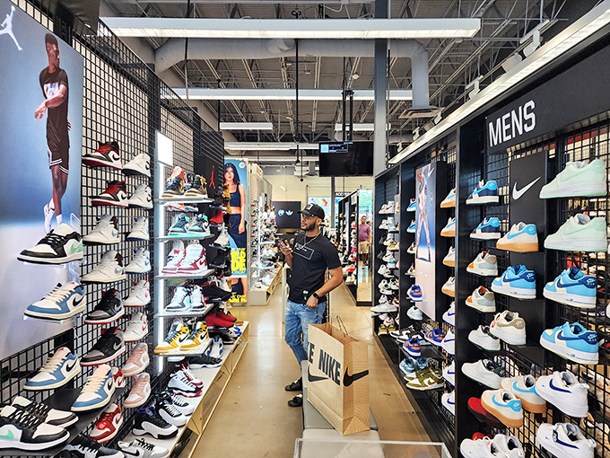 Sneaker heaven for footwear fanatics &ndash; Nike's wall of athletic possibilities makes choosing just one pair mathematically impossible.