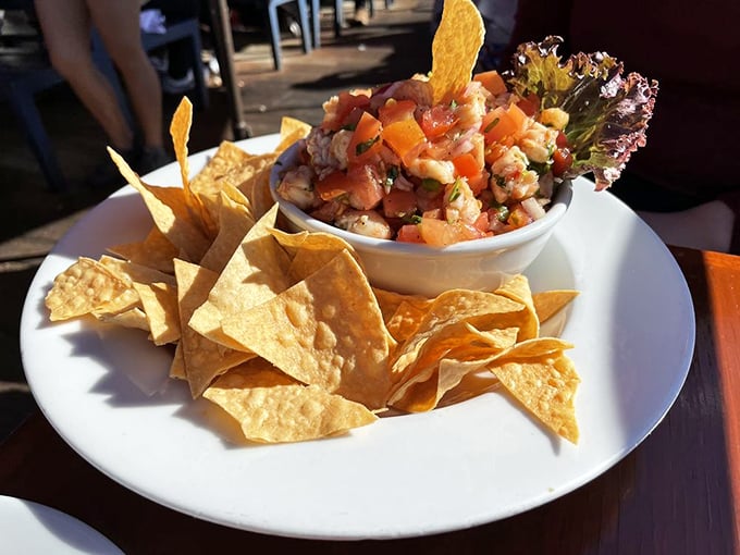 Shrimp ceviche and tortilla chips: the beach vacation your taste buds have been saving up for all year.
