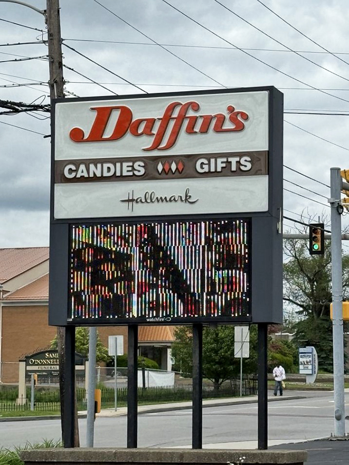 The roadside marquee stands tall, a sweet siren call to travelers: "Abandon your diet, all ye who enter here."