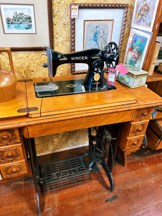 A Singer sewing machine that's witnessed the creation of prom dresses, wedding gowns, and baby clothes. They really don't make them like this anymore.