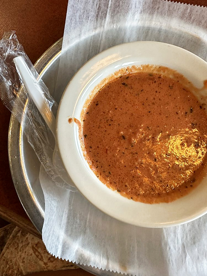 Soup that whispers, "Cancel your plans, stay awhile." The plastic spoon is just a formality&mdash;you'll want to drink this directly.