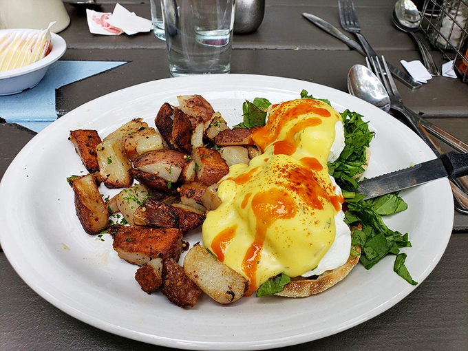 Eggs Benedict that makes you wonder why you ever settled for fast food breakfast. Those potatoes didn't just get roasted&mdash;they got a standing ovation.