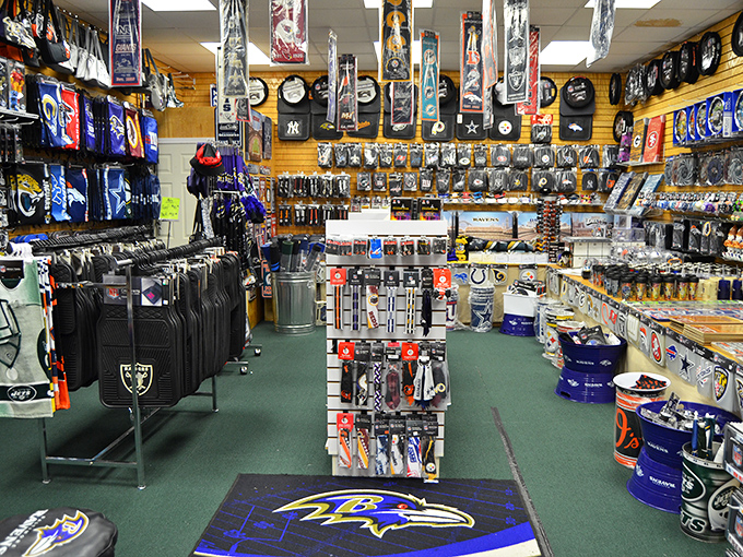 Sports fans rejoice &ndash; team spirit merchandise covering every surface from floor to ceiling displays.
