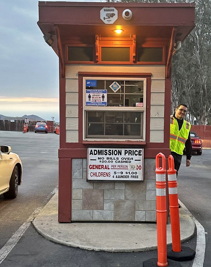 The ticket booth, where friendly staff collect admission and offer the first smile of your evening entertainment experience.