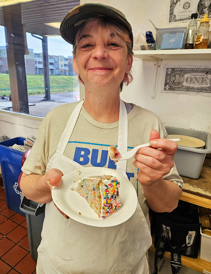 The joy of serving homemade cake with sprinkles &ndash; because sometimes happiness comes on a small white plate.