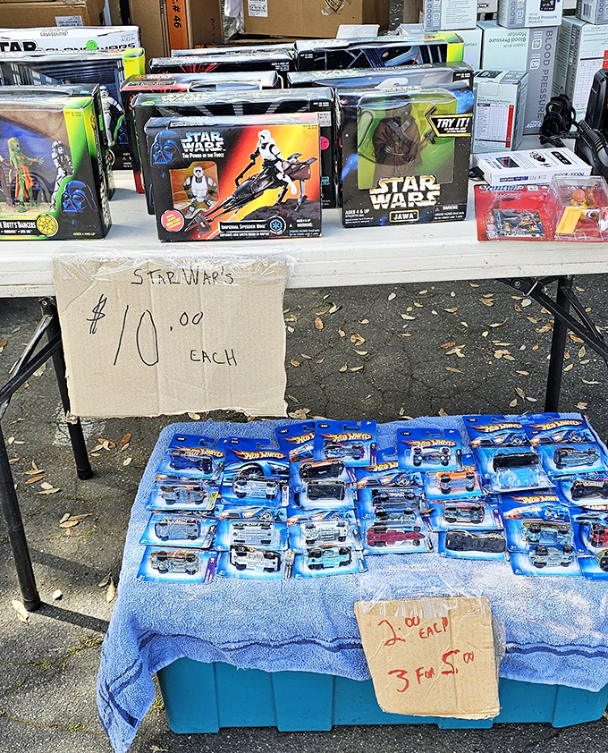 Vintage Star Wars toys that would make grown men weep with nostalgia sit beside Hot Wheels that transport you straight back to childhood.