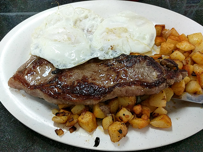 Steak and eggs &ndash; the breakfast of champions or anyone who plans to skip lunch. Those home fries deserve their own fan club.