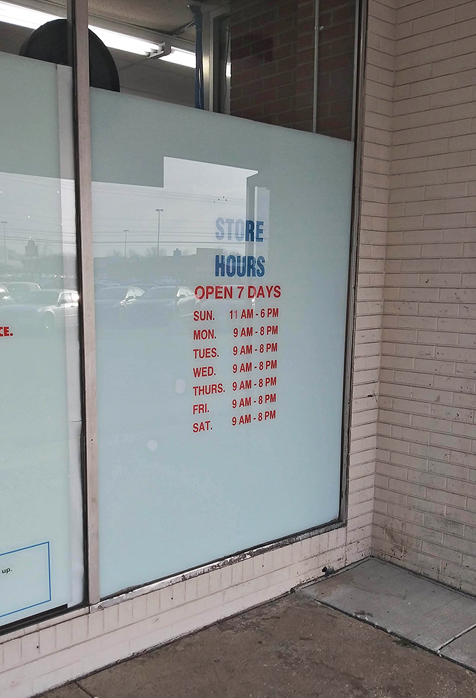 The store hours sign&mdash;the treasure hunter's equivalent of "Open Sesame" for this cave of affordable wonders.