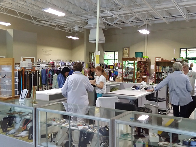 The beating heart of the operation&mdash;friendly volunteers and customers meeting at the jewelry counter, where yesterday's treasures find tomorrow's admirers. 