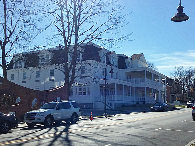 Parked cars line streets where finding a spot feels like winning a friendly neighborhood lottery jackpot.