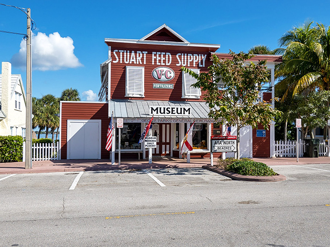 The Stuart Heritage Museum's charming red facade tells stories of yesteryear, when this feed supply store was the heartbeat of a growing community.