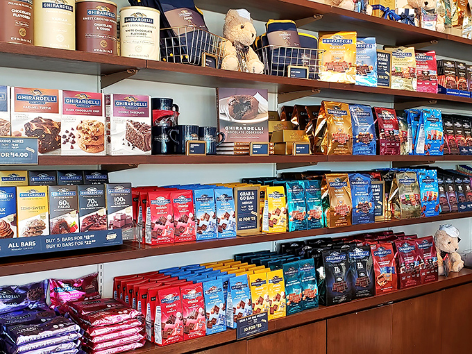 Ghirardelli chocolate paradise &ndash; where calories don't count if they're purchased at outlet prices. Diet starts tomorrow, obviously.