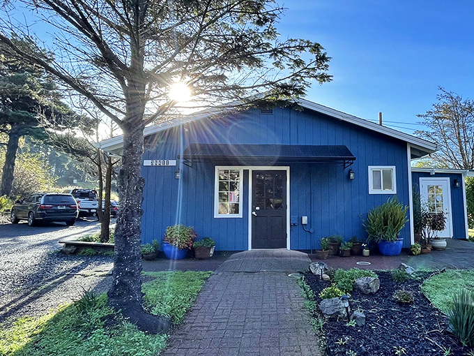 Blue buildings in coastal towns somehow feel right, as if they're trying to harmonize with the ocean just beyond.