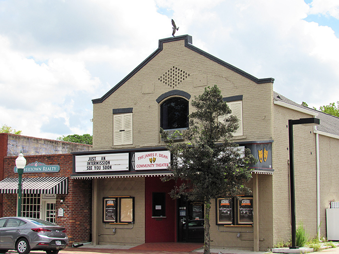 The James F. Dean Community Theater brings small-town drama to the stage, though the real performances often happen during intermission conversations.