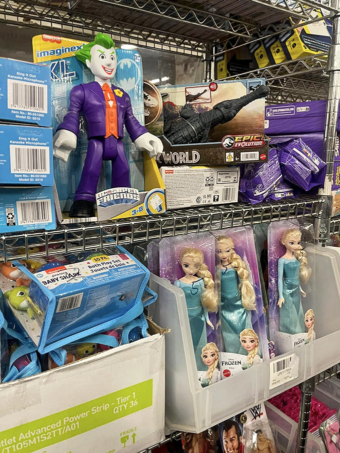 Joker meets Elsa in the toy section, where yesterday's must-haves find new playmates without the original retail markup.