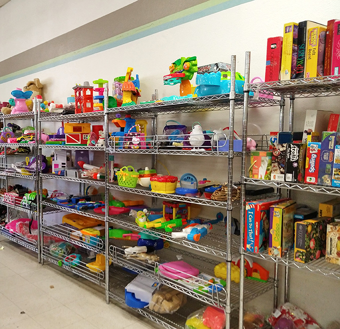 Toy shelves stacked higher than a toddler's birthday wish list. The plastic wonderland where yesterday's must-haves become today's steals.