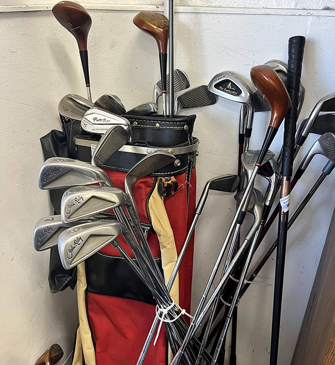 Golf clubs from when walking the course was the only option and nobody filmed their swing.