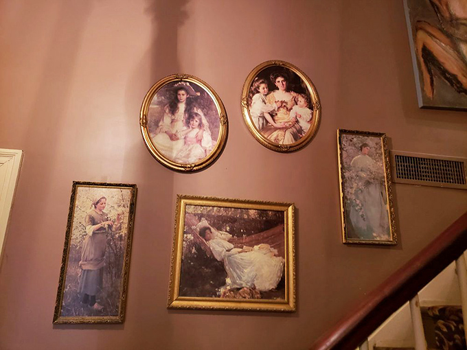 Vintage portraits in gilded frames watch over diners like Italian ancestors making sure you finish every last bite of your pasta.