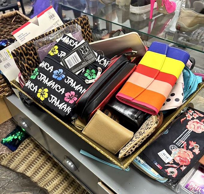 From Jamaica souvenirs to rainbow wallets—the accessories section is where personality meets practicality at pocket-change prices.