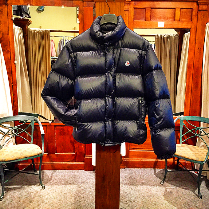 This Moncler puffer jacket stands ready to battle Chicago winters, looking suspiciously like it's never had to shovel a driveway.