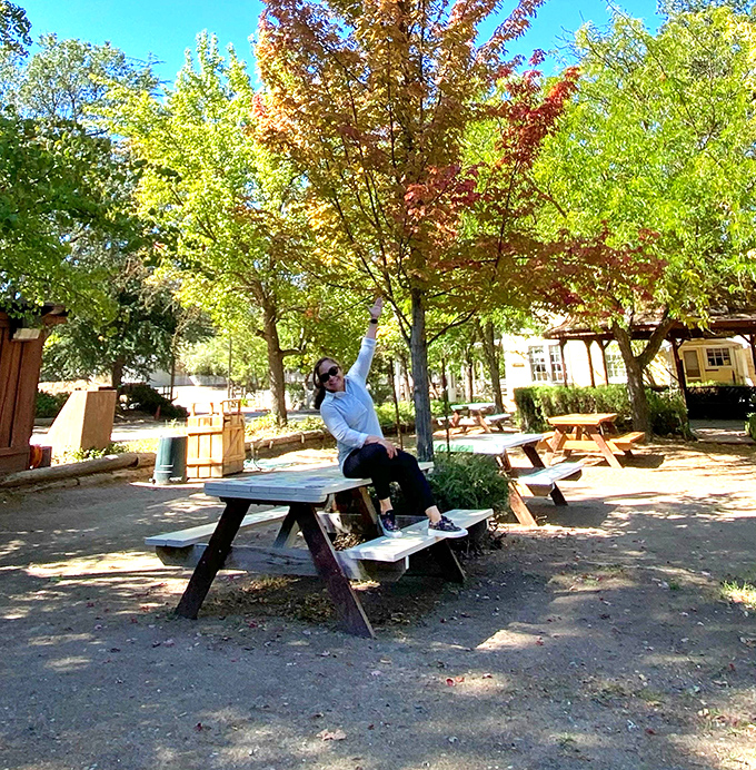 Fall foliage creates nature's confetti at Fresno Flats Historical Park, where yesterday's stories meet today's perfect picnic spots.