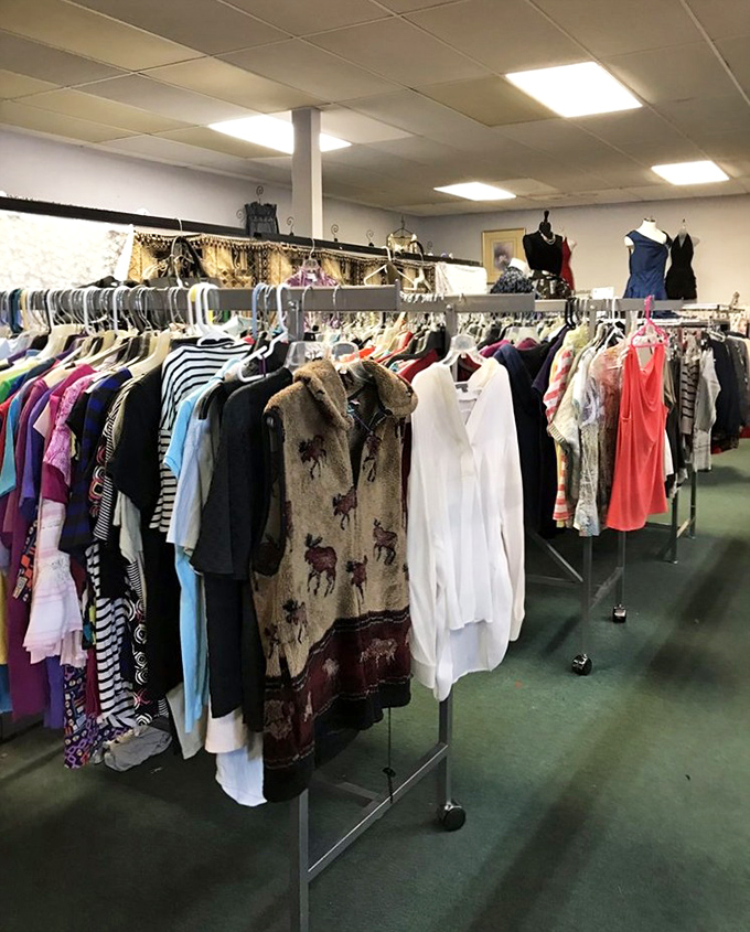 Racks upon racks of possibility—each hanger a portal to a different style era. Time travel, but make it fashion.