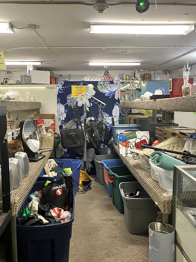 The back room: where treasures lurk in bins and baskets. Urban archaeology at its finest, no digging permit required.