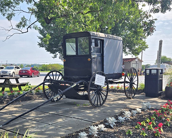 Where old-world transportation meets new-world cravings. This Amish buggy reminds visitors they're in the heart of Pennsylvania Dutch country.