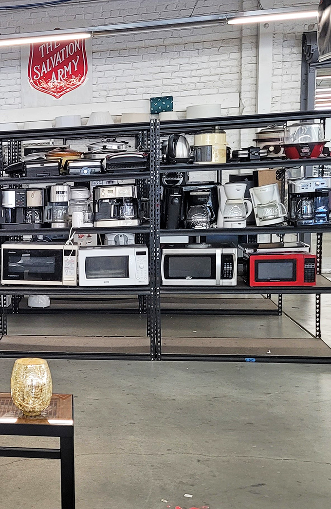 Kitchen appliances lined up like culinary soldiers ready to serve new families with dedication.