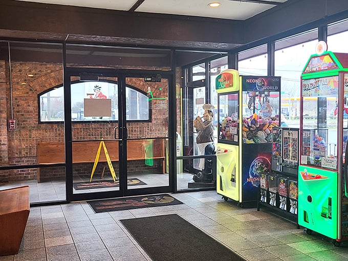 The entrance area features arcade games &ndash; because nothing builds an appetite for pizza quite like trying to beat your kid's high score.
