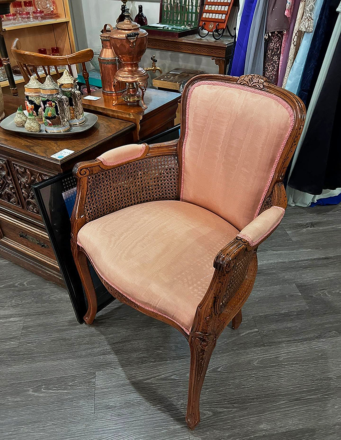 This elegant pink armchair isn't just seating&mdash;it's a throne waiting for its next monarch of cozy reading sessions.