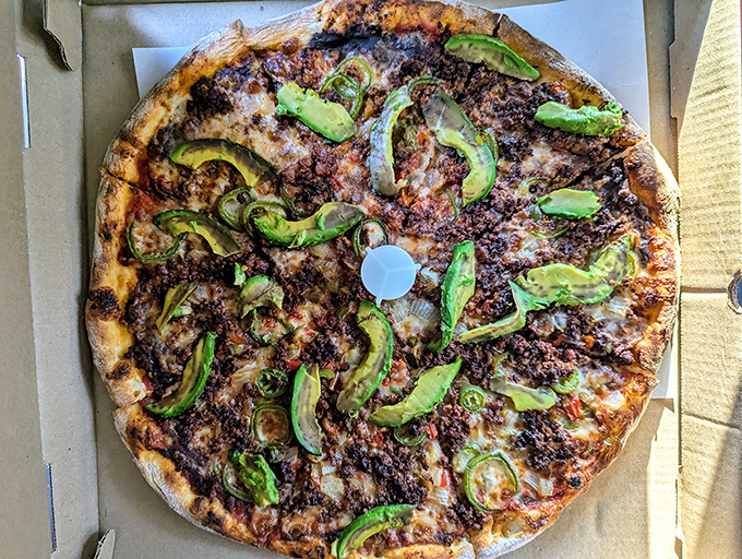 Avocado and ground beef pizza that breaks all the rules in the best possible way. It's California meets Philly in an unexpected flavor romance.