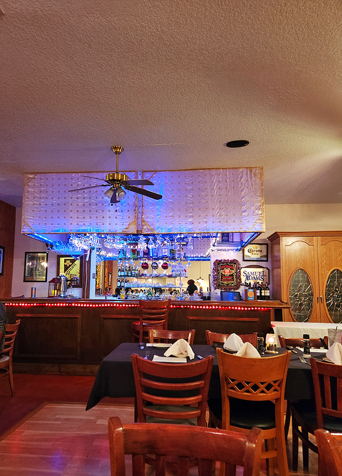 The bar glows with the promise of perfectly mixed old-fashioneds and new friendships&mdash;liquid courage before tackling the Cowboy cut.