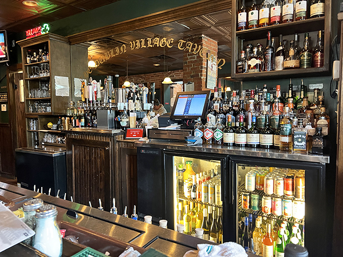 The bar stands ready with an impressive array of spirits, particularly Irish whiskeys that would make any Dubliner (both kinds) proud.