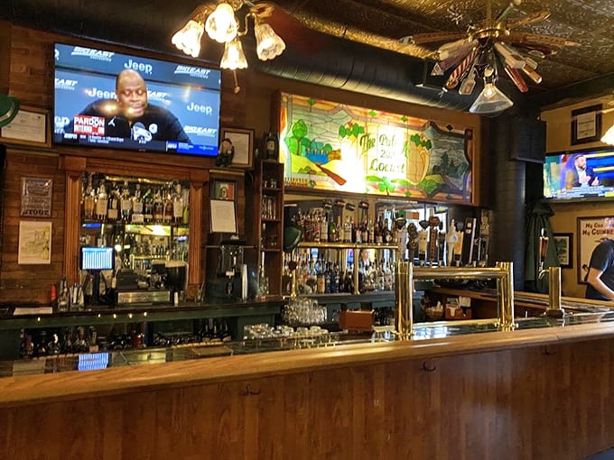 Behind every great pub is a bar that tells stories &ndash; this one speaks volumes with its gleaming taps and that stained glass homage to Irish libations.