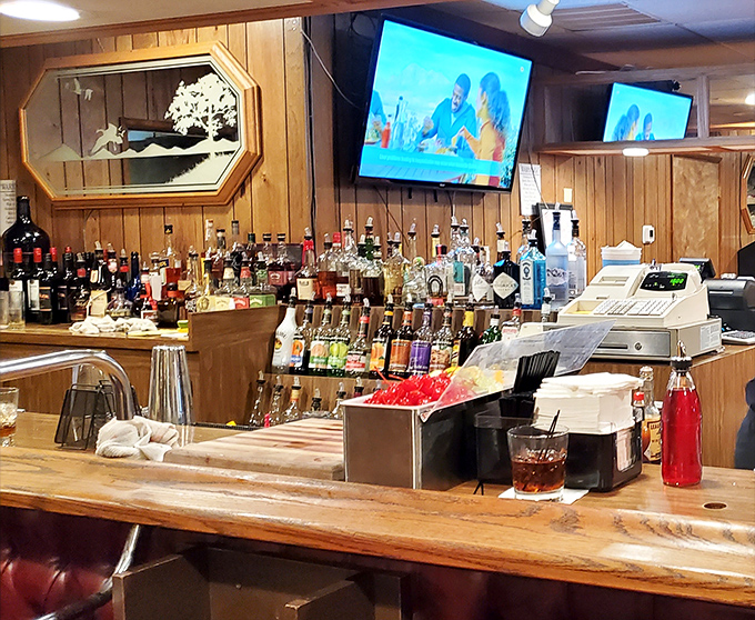 The bar's impressive lineup promises liquid courage for those brave enough to attempt the Hearty Cut challenge.