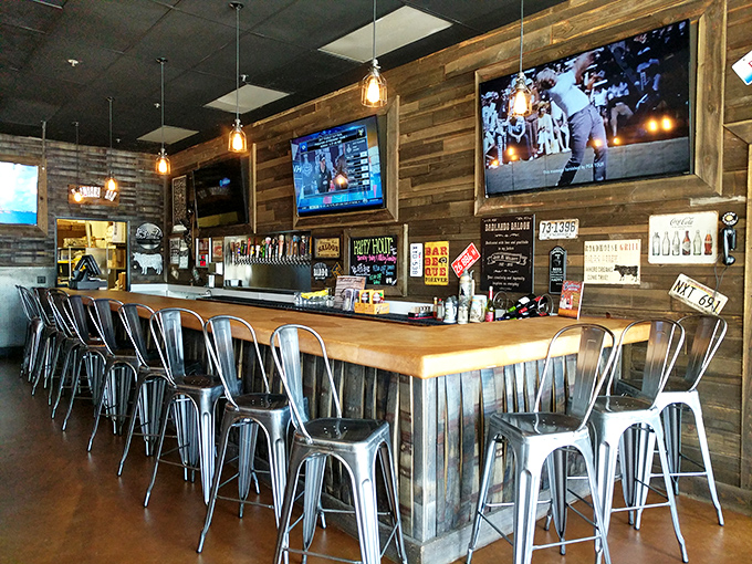 The bar area: where strangers become friends united by the universal language of "Did you try the brisket yet?"