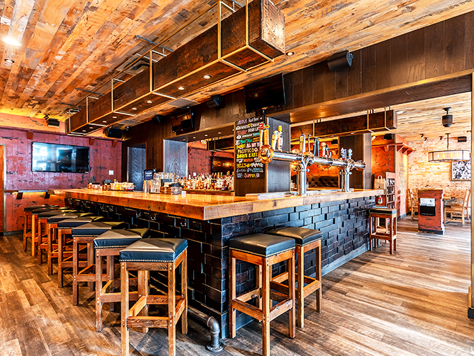 A bar that says, "Pull up a stool and stay awhile." The beer selection alone requires serious contemplation time.