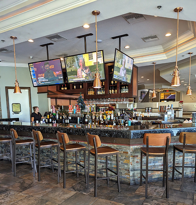 The kind of bar where serious seafood lovers gather to debate the finer points of fish preparation.