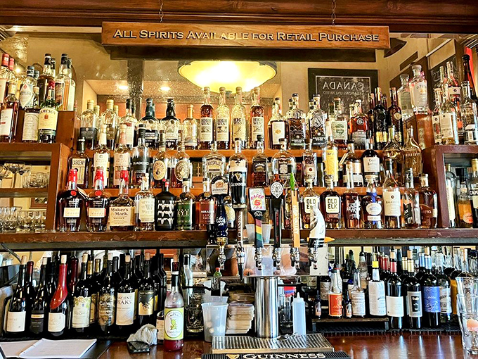 Behind this bar lies liquid happiness in countless forms, from rare bourbons to exceptional wines, all waiting for their perfect food pairing.