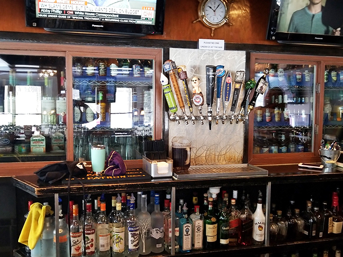 Behind the bar, taps stand ready while bottles wait patiently &ndash; liquid reinforcements for stories that get better with each round.